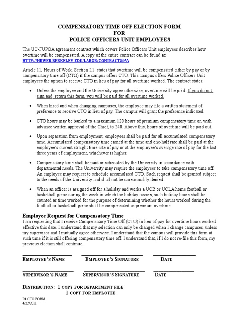 Compensatory Time Off-PA | PDF | Overtime | Business Law