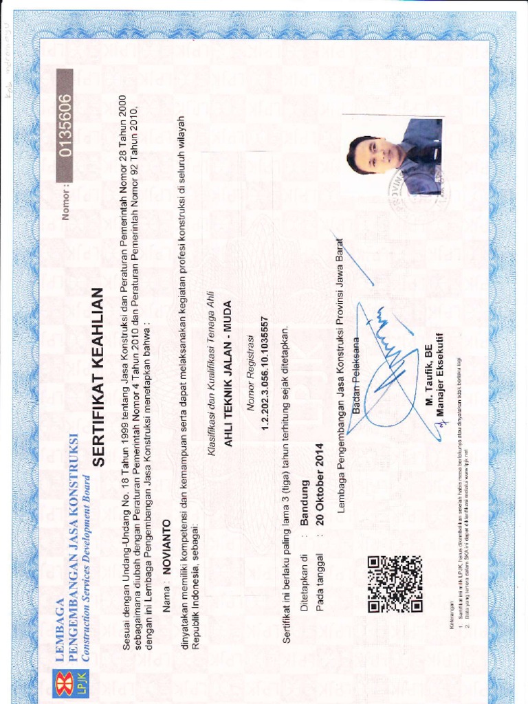 SKA Ahli Teknik Jalan Muda - Novianto | PDF