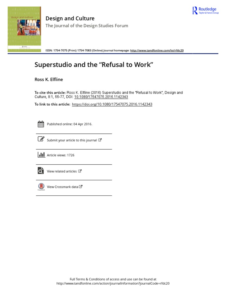 Superstudio and The Refusal To Work | PDF | Capitalism | Labour Economics