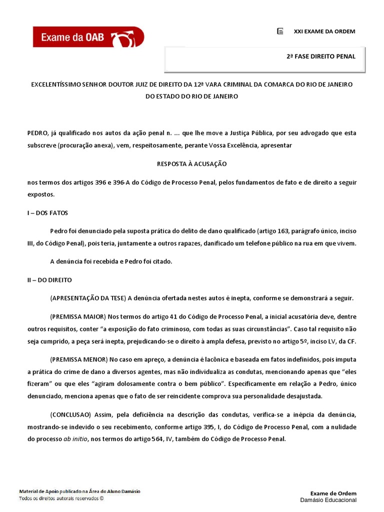 Modelo de RA - 1 | Procedimento criminal | Lei criminal