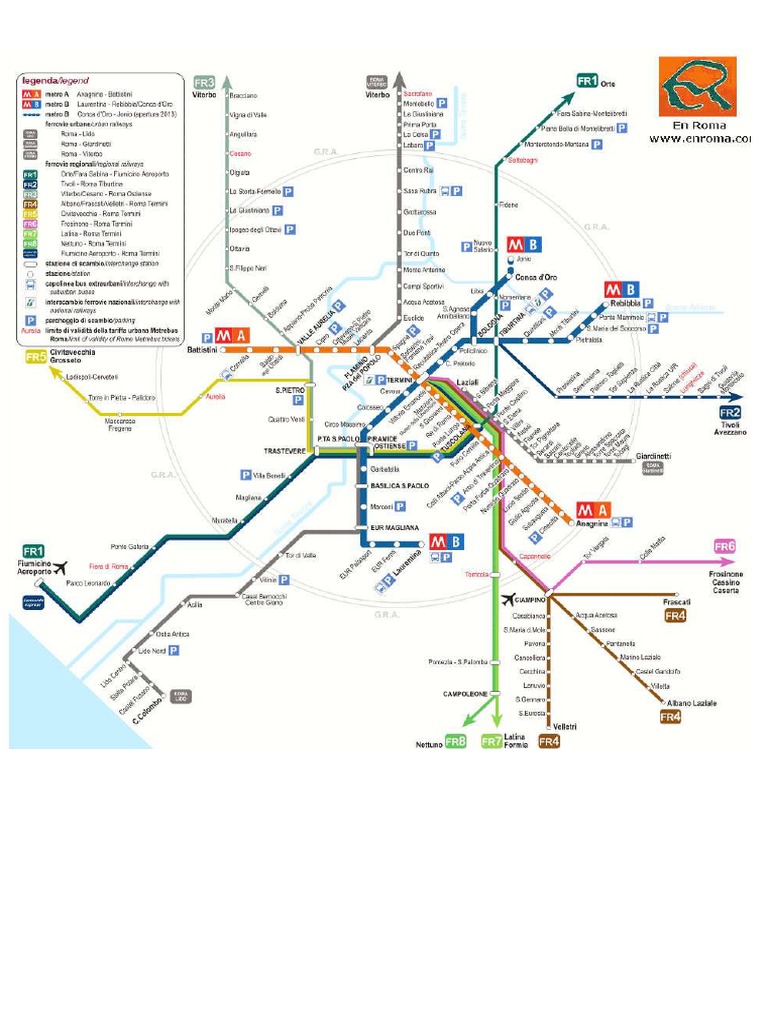 Mapa Transporte Roma Metro Tren | PDF