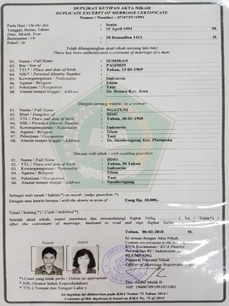 Akte Nikah Edit | PDF