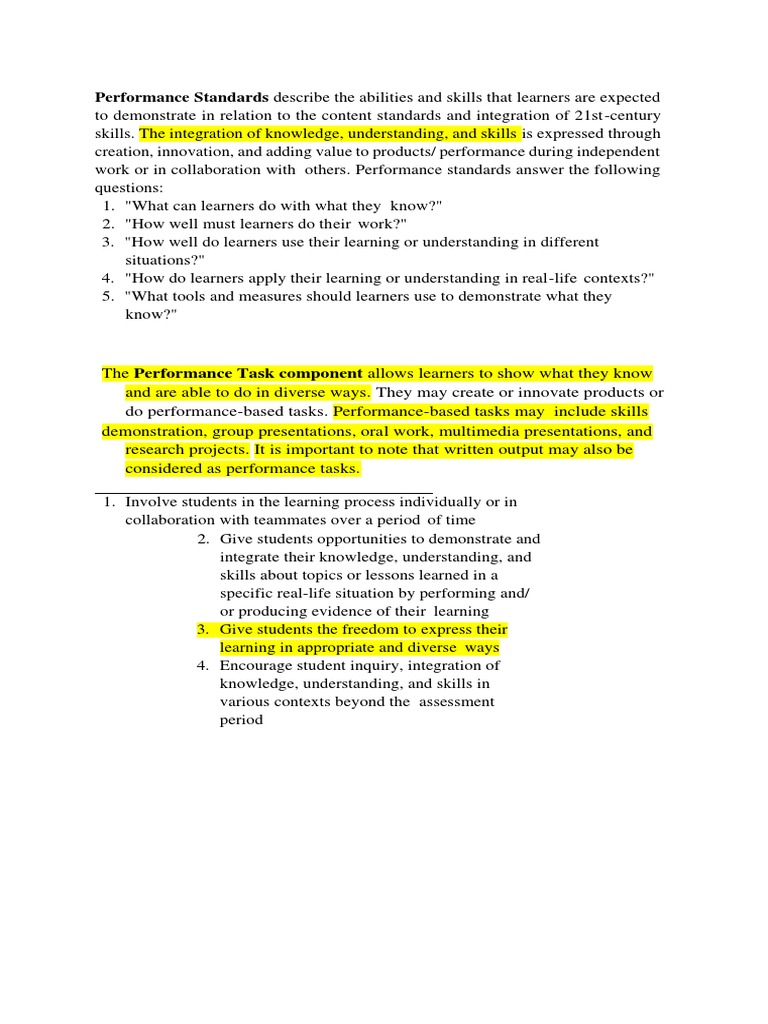 Understanding Performance Standards in Education | PDF