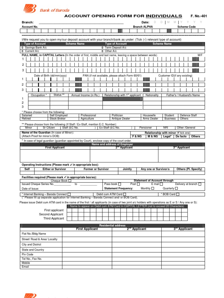 Baroda Application Form | PDF | Identity Document | Debit Card