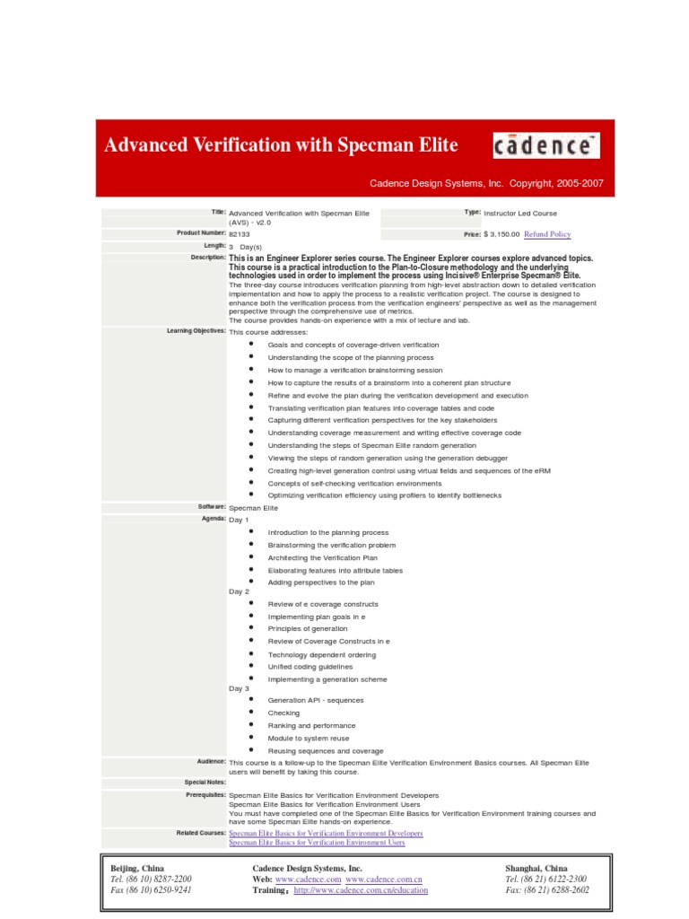 Advanced Verification With Specman Elite: Title: Type | PDF ...