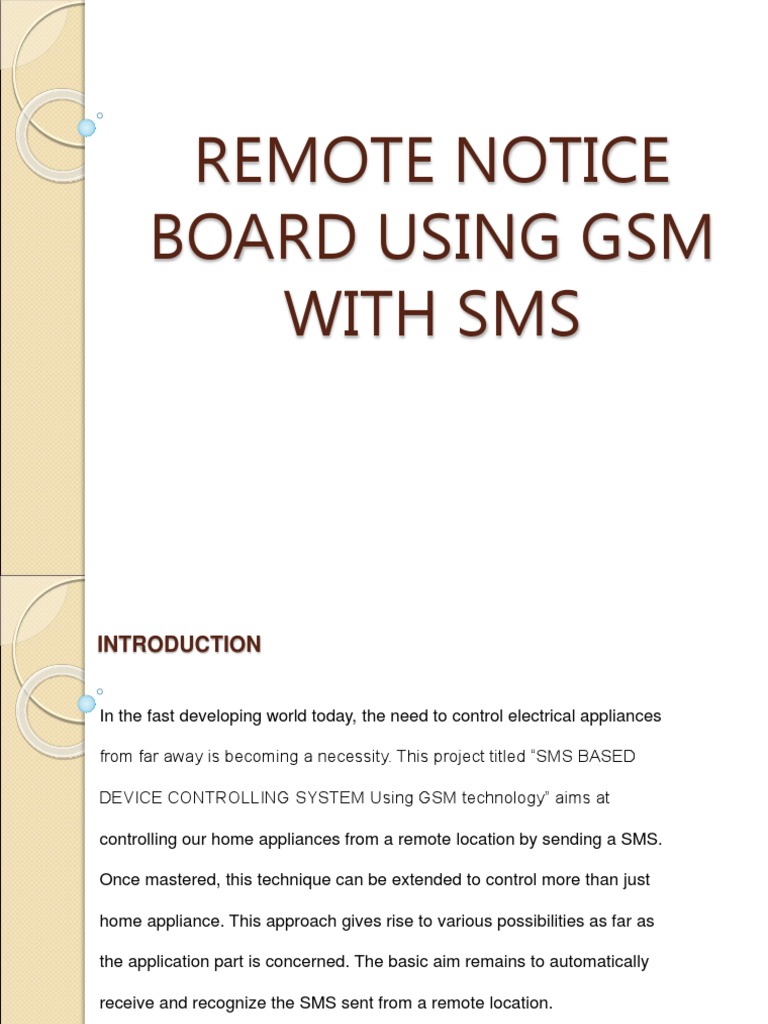 Remote Control of Home Appliances via SMS: Design and Implementation of an SMS-Based Device ...