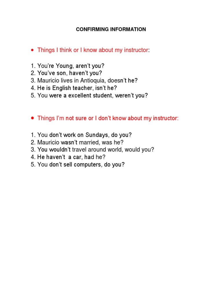 Confirming Information | PDF