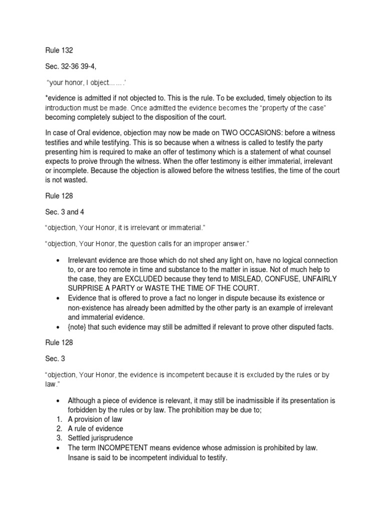 Evidence List of Objections File | Evidence (Law) | Search And Seizure