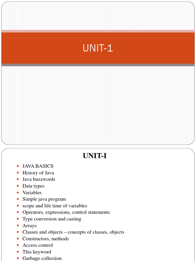 Unit 1 Pdf Java Programming Language Constructor Object Oriented Programming