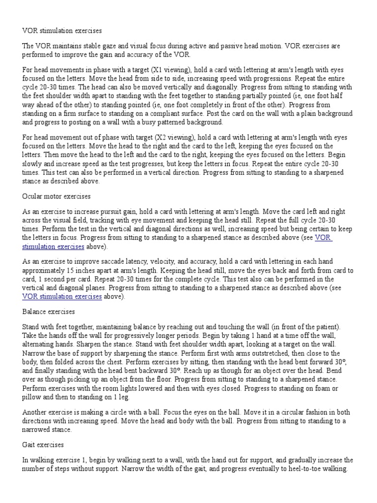 Improve your VOR and balance with targeted exercises | PDF | Walking ...