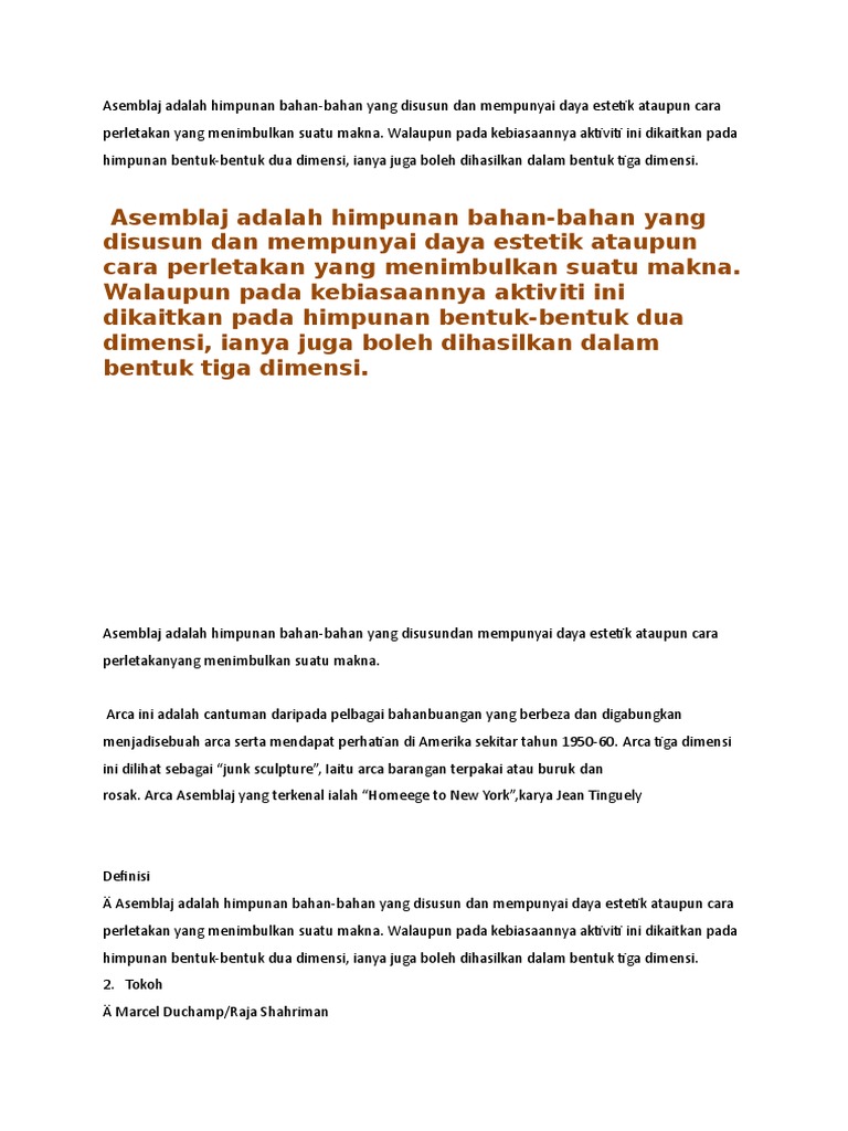 Contoh Karya Asemblaj | PDF