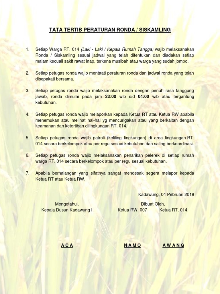 Tata Tertib Peraturan Ronda | PDF