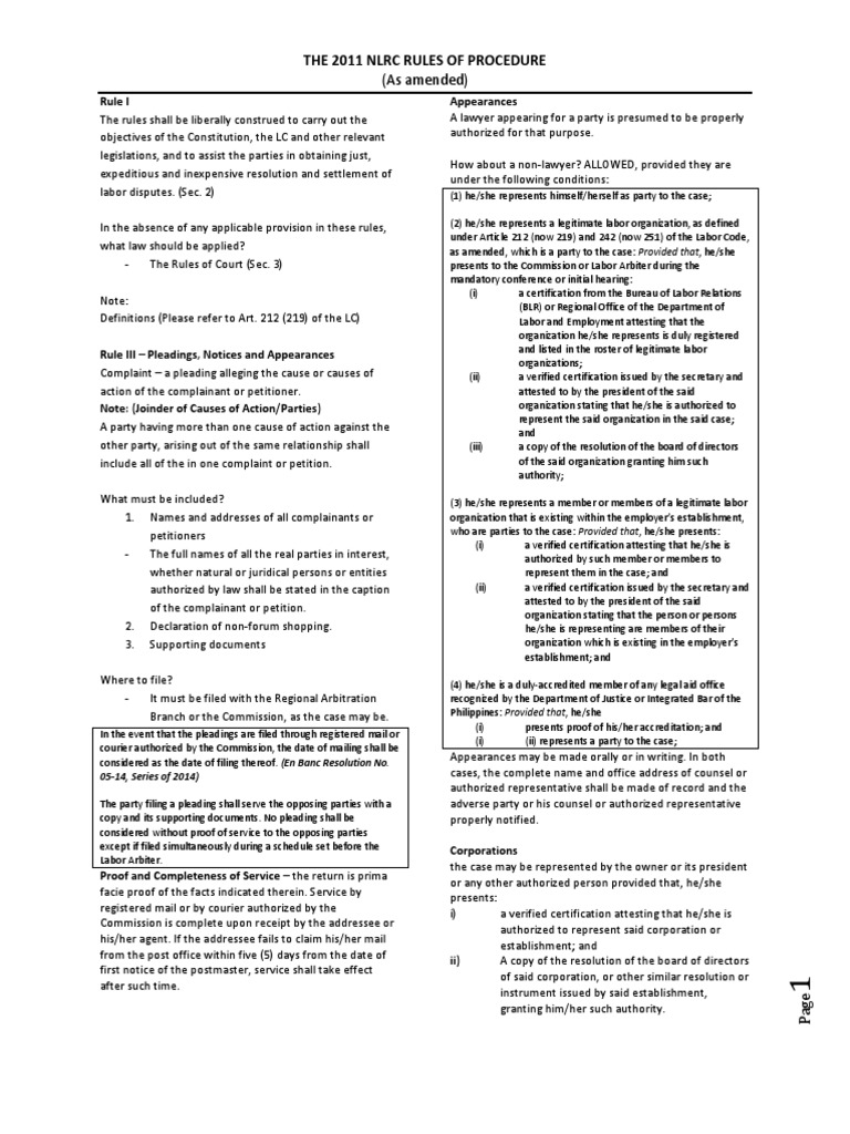 The 2011 NLRC Rules of Procedure: (As Amended) | Download Free PDF ...