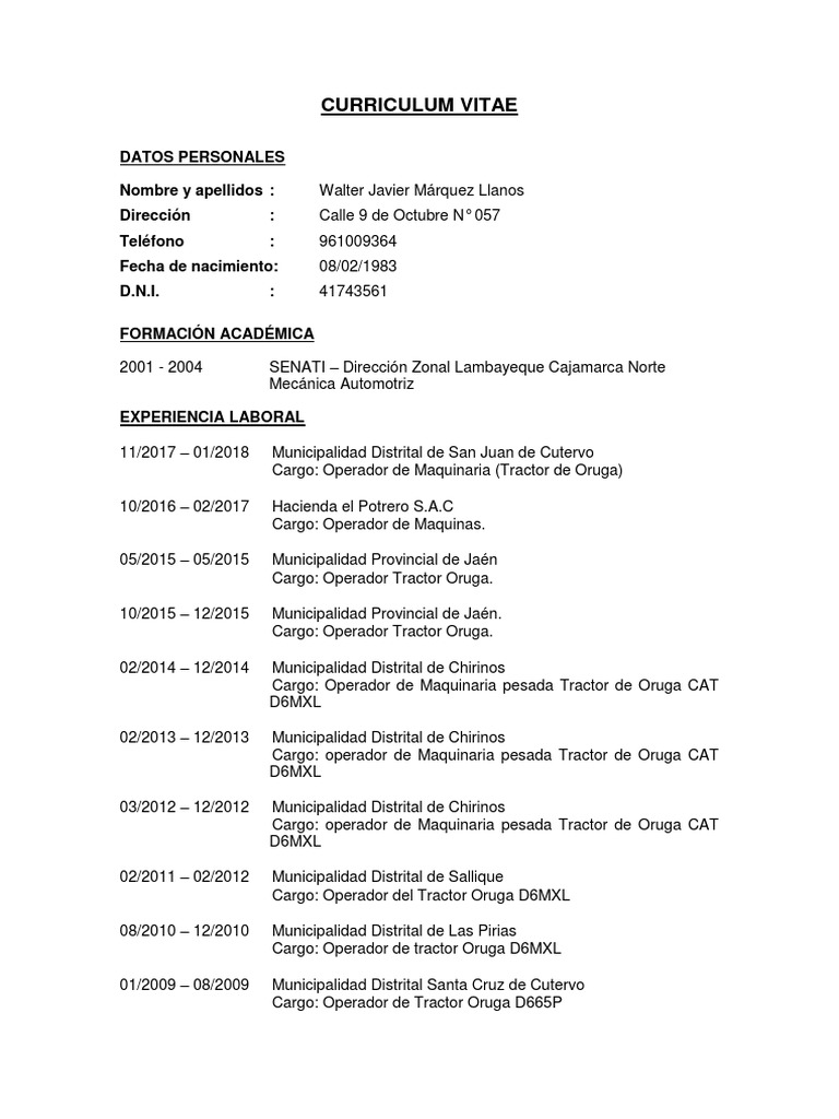 Curriculum Vitae Walter | PDF