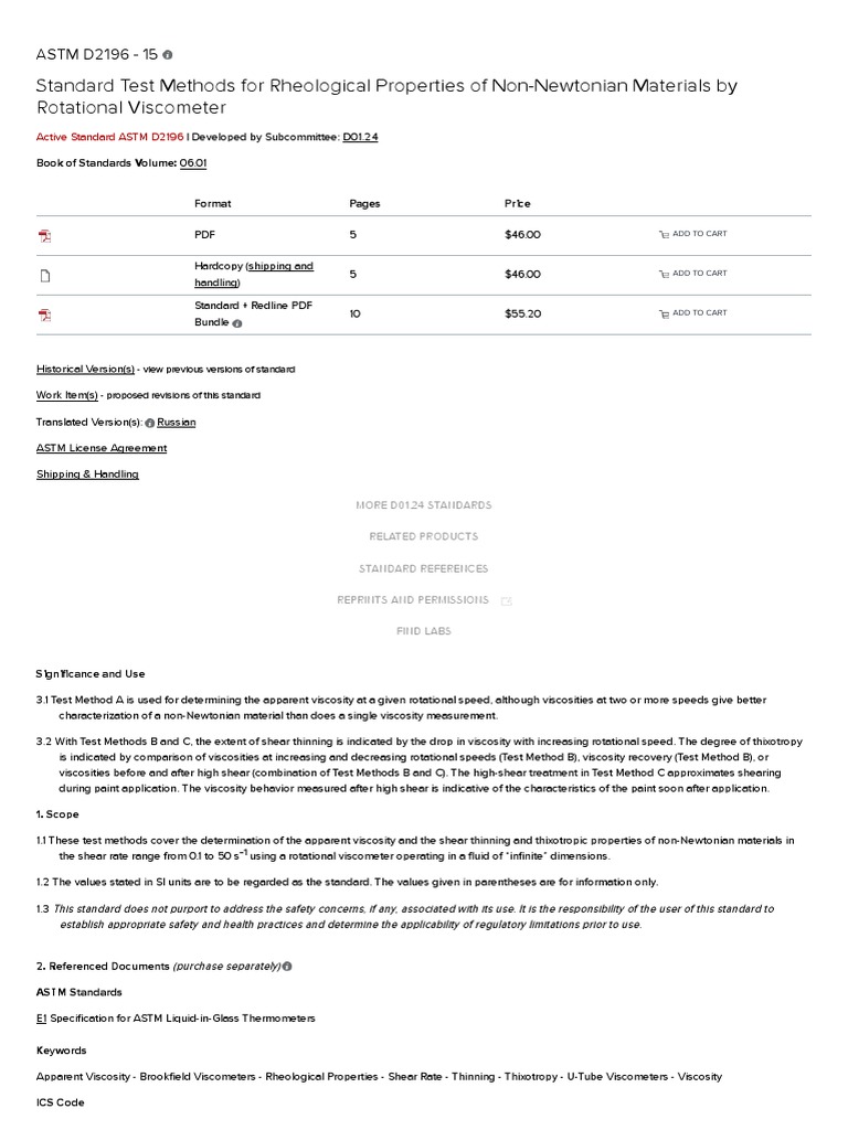 ASTM D2196 - 15 Standard Test Method | PDF | Viscosity | Materials Science