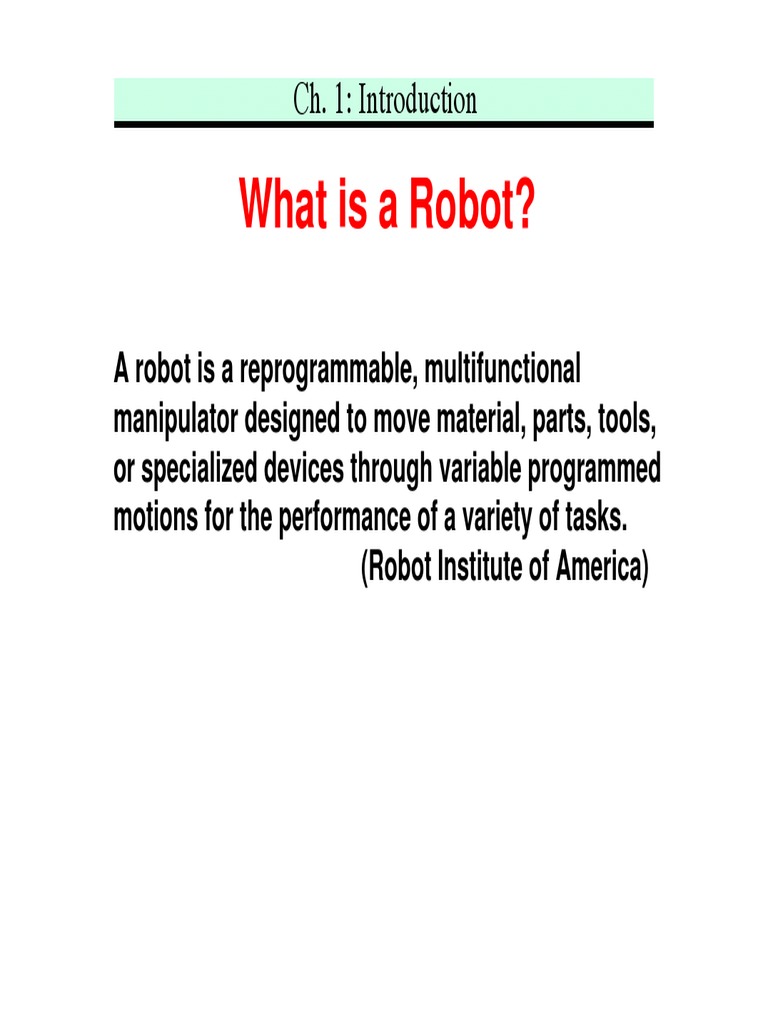 Ch1 Introduction To Robotics | PDF