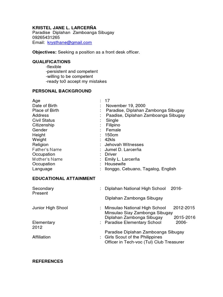 Kristel Jane L Resume. | PDF