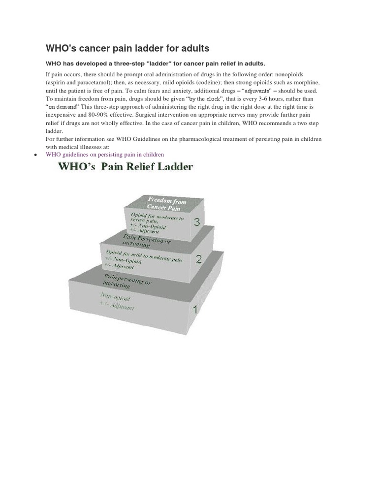 WHO Has Developed A Three-Step "Ladder" For Cancer Pain Relief in ...
