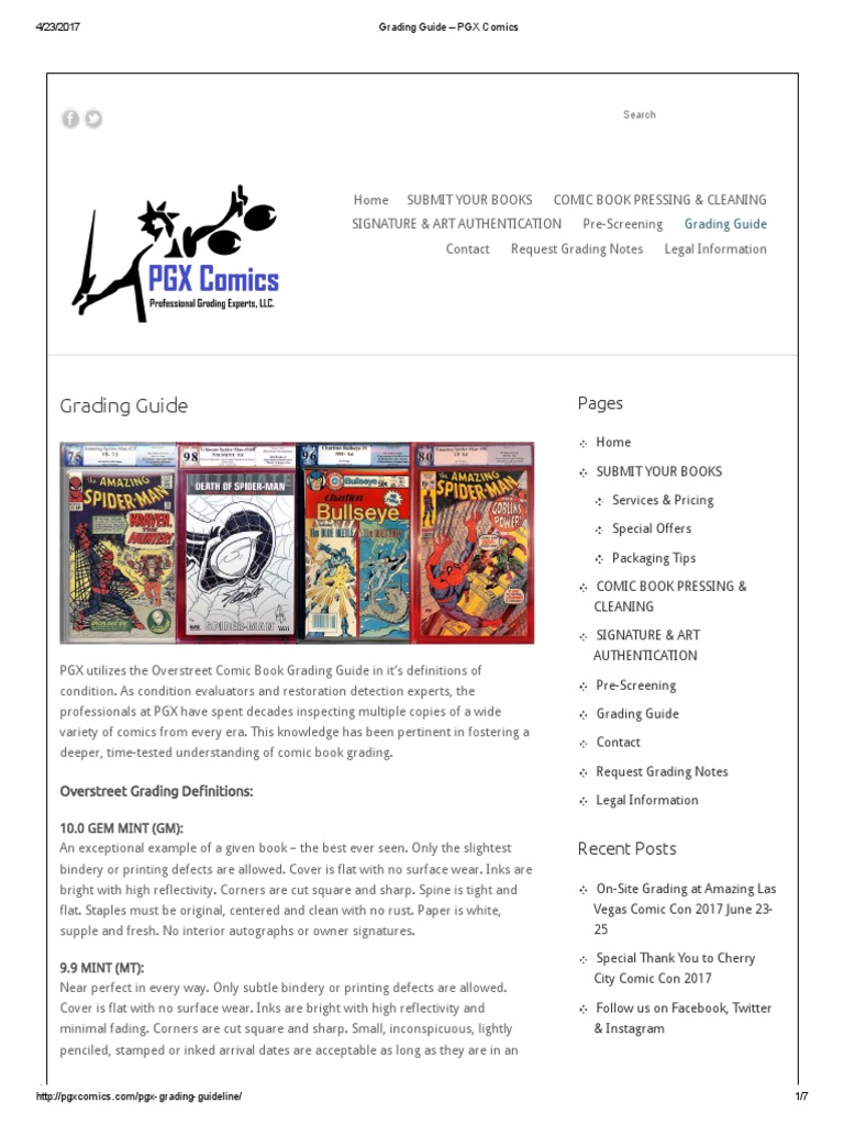 Grading Guide - PGX Comics | PDF | Bookbinding | Art Media