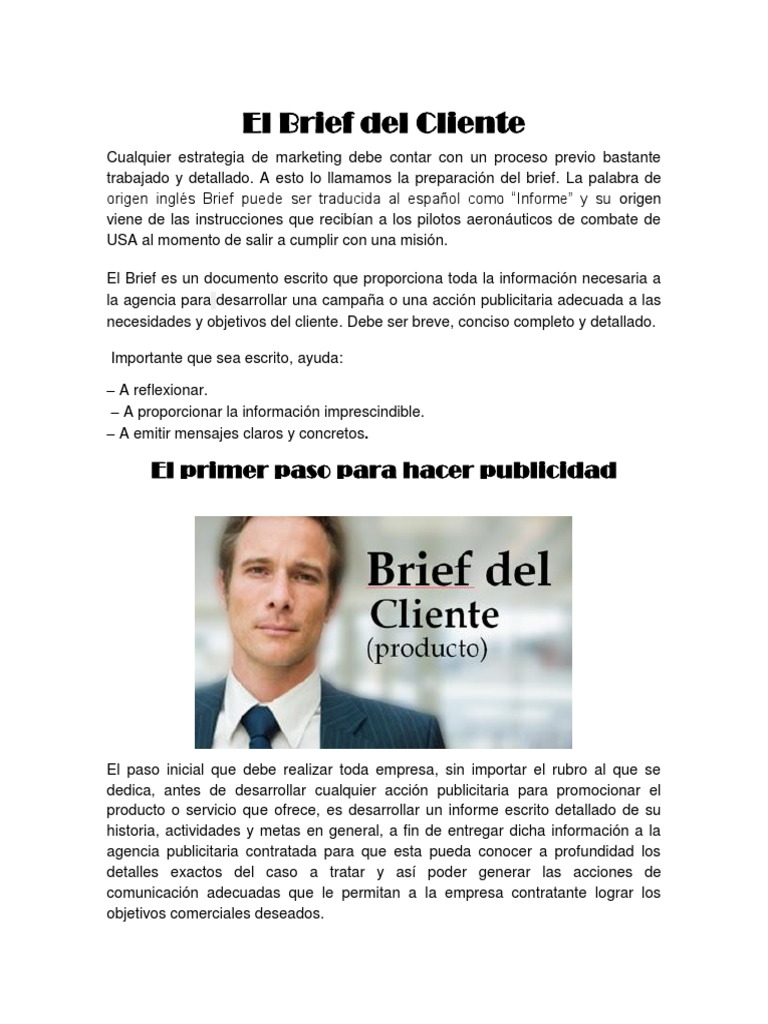 El Brief Del Cliente | PDF | Publicidad | Producto (Negocio)