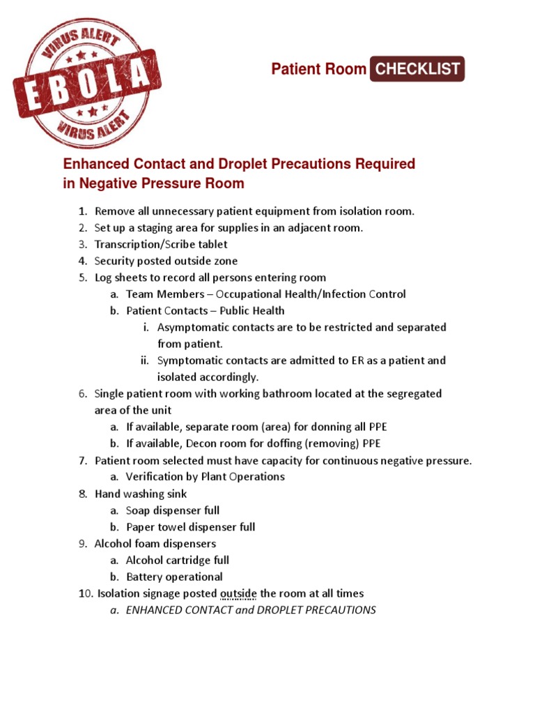 Patient Room Checklist With One PPE Option PDF | PDF | Infection ...