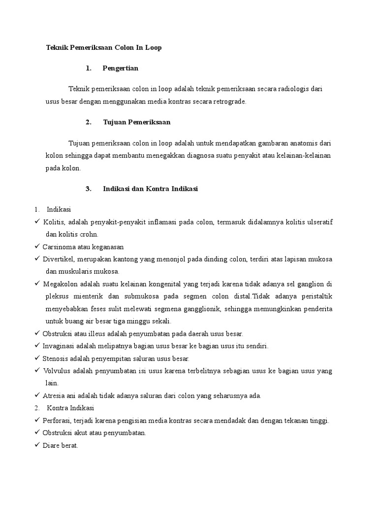 Teknik Pemeriksaan Colon In Loop | PDF | Ilmu Sosial | Sains & Matematika