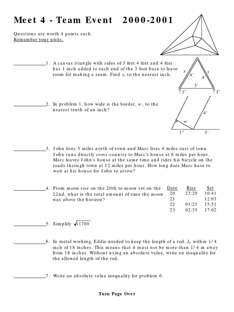 Meet 4 Team Event | PDF | Teaching Mathematics | Nature