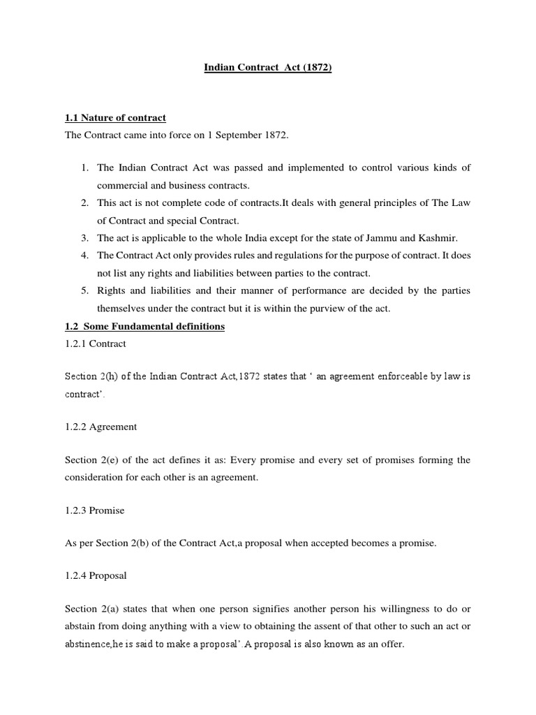 Indian Contract Act | PDF | Consideration | Offer And Acceptance