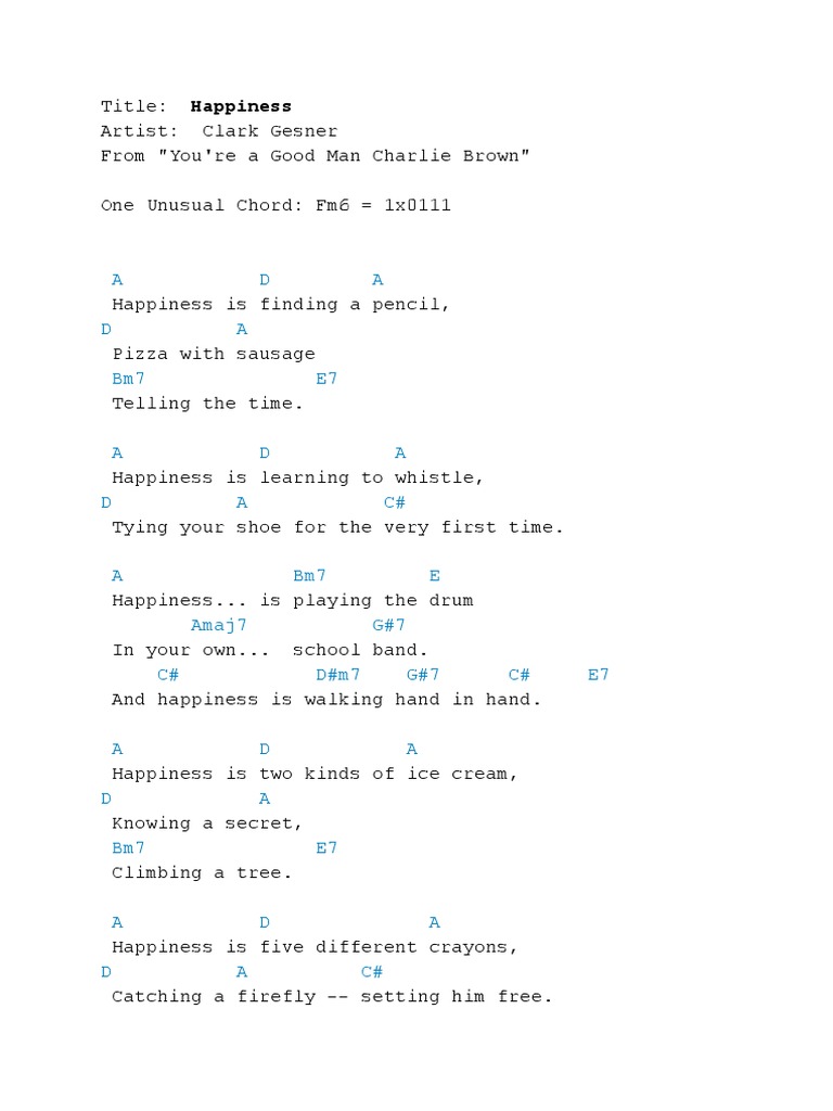 Happiness (Chords in A) PDF | PDF | Language Arts & Discipline | Home ...