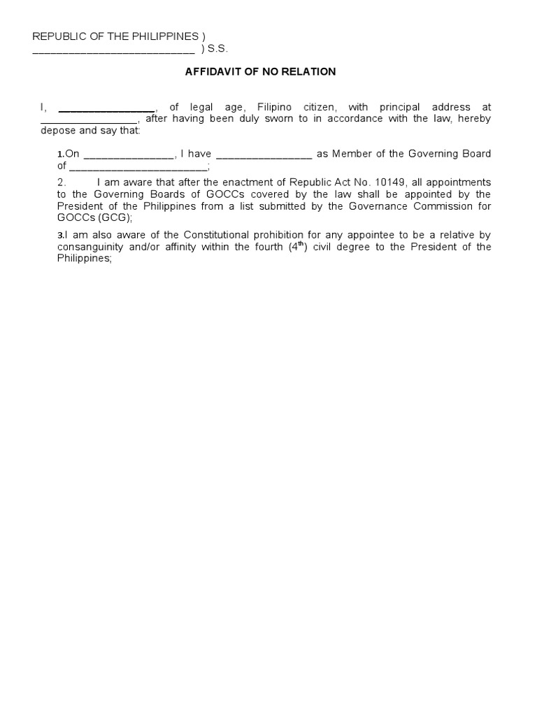 Affidavit of No Relation | PDF | Social Science | Law