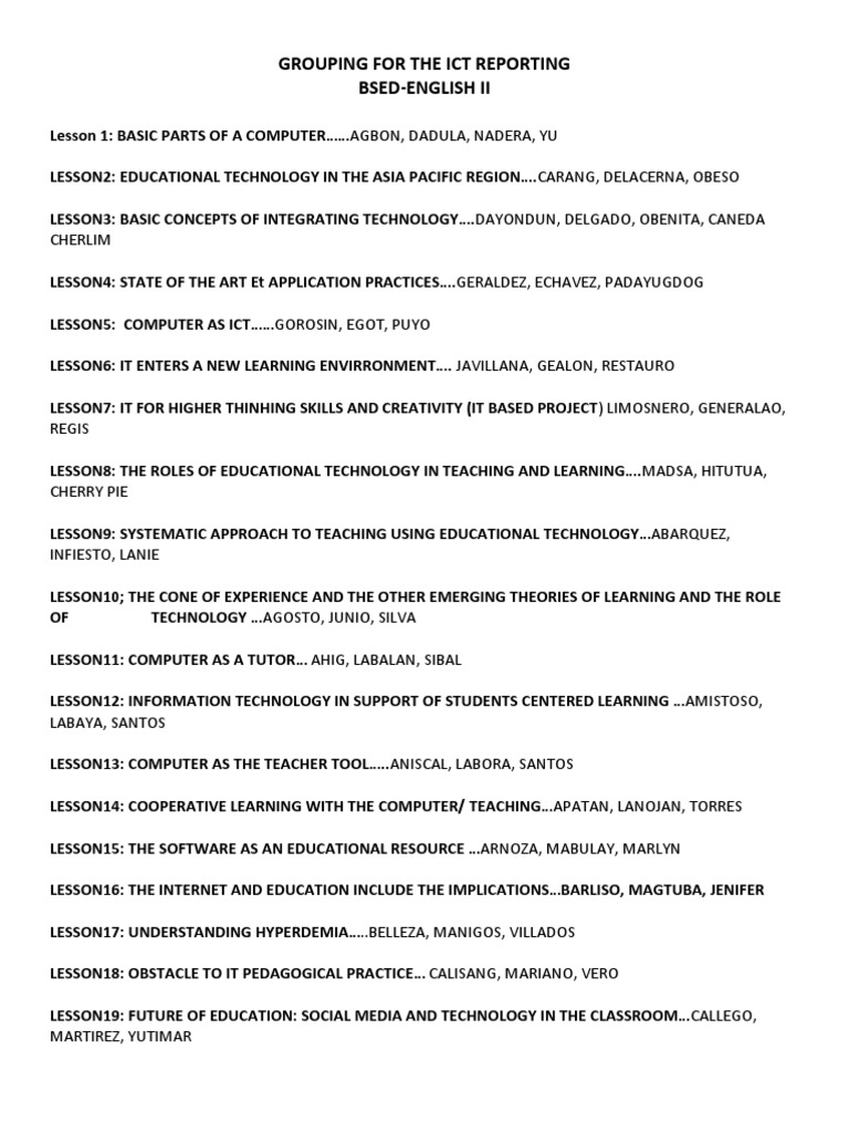 Grouping For The Ict Reporting | PDF