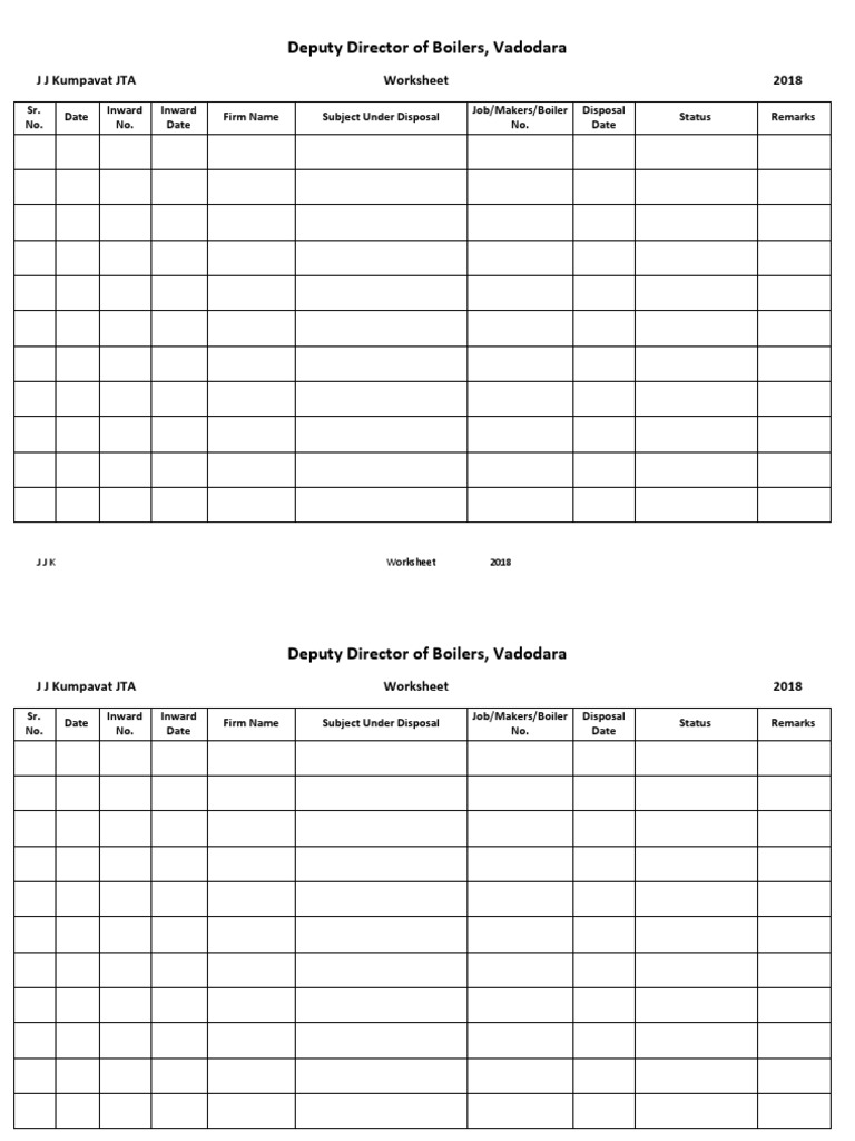 Woksheet Register Format | PDF | Technology & Engineering