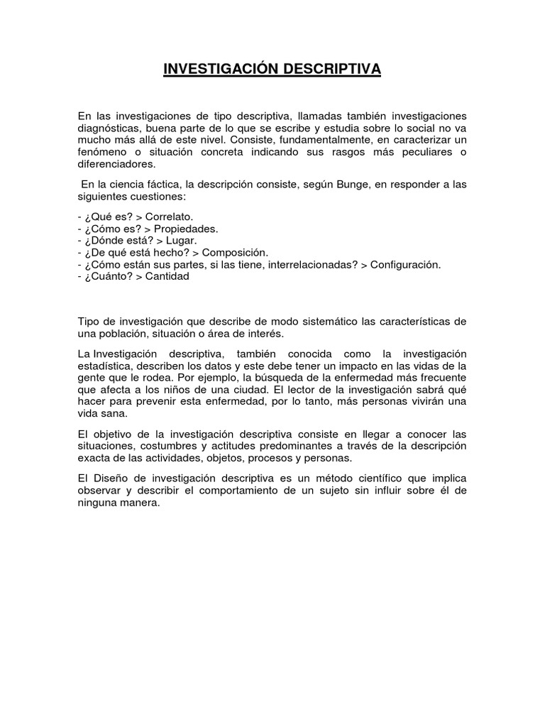 Investigación Descriptiva | PDF | Science | Interacciones de disciplina ...