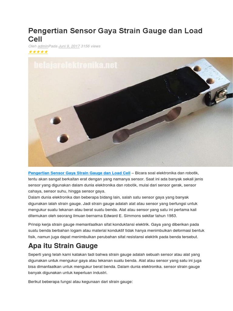 Pengertian Sensor Gaya Strain Gauge Dan Load Cell | PDF