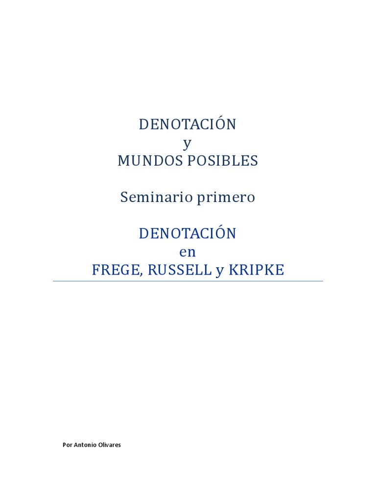 Denotación en Frege, Russell, Kripke | PDF | Gottlob Frege | Proposición