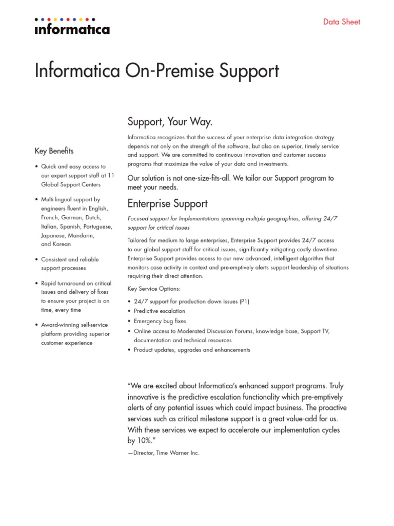Informatica On Premise Support Data Sheet 2750 | PDF | Competence ...