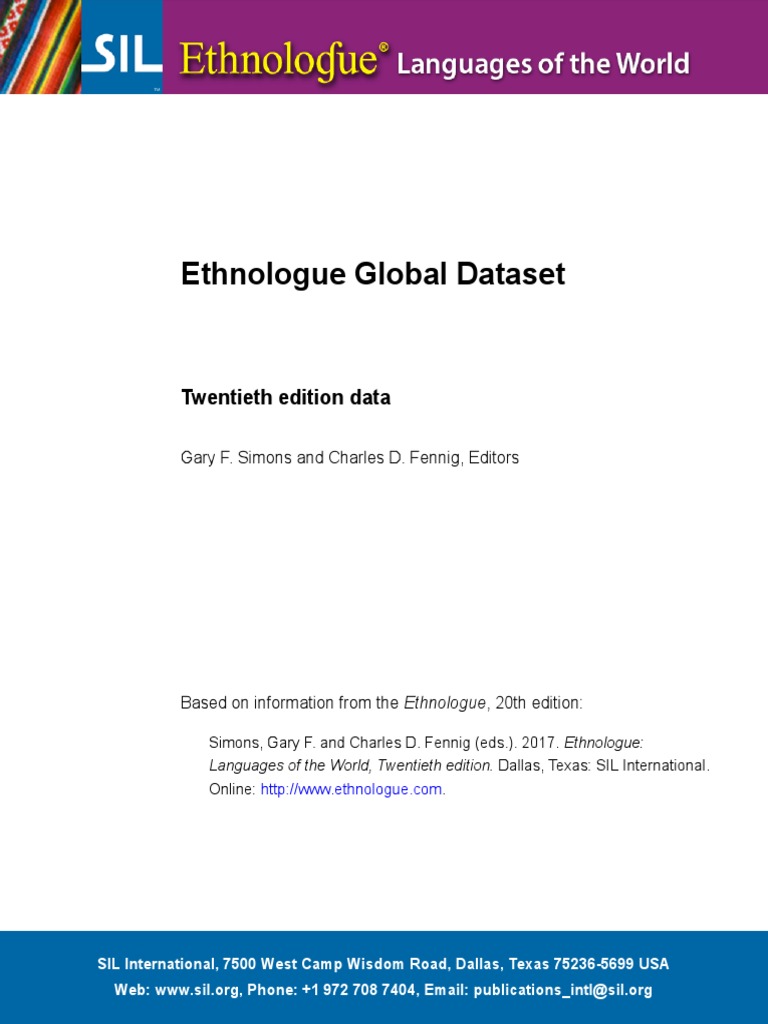 Ethnologue 20 Global Dataset | PDF | Data Analysis | Data Type
