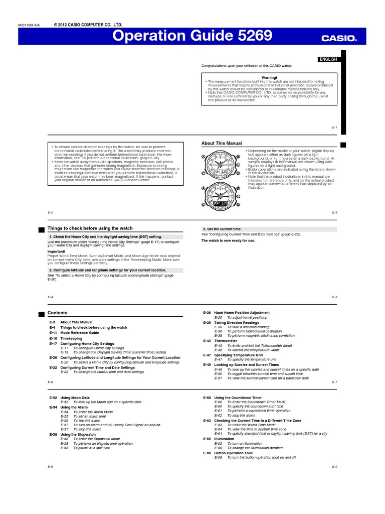 Casio SGW-500H-2B User Manual PDF | PDF | Daylight Saving Time | Watch