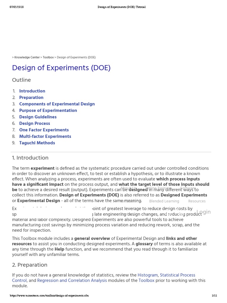 Design of Experiments (DOE) Tutorial | PDF | F Test | Design Of Experiments