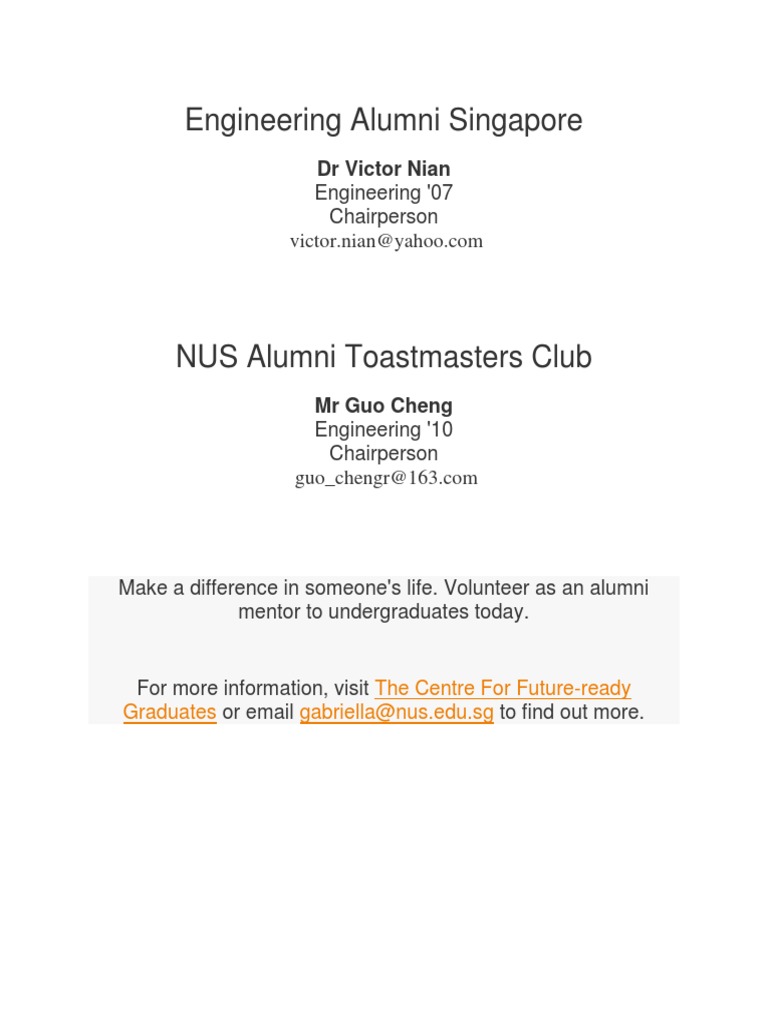 NUS Alumni Club | PDF