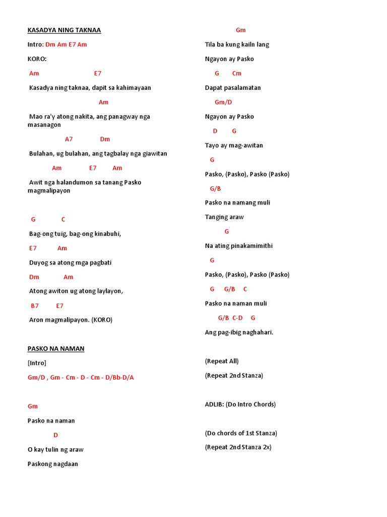 Kasadya Ning Taknaa | PDF