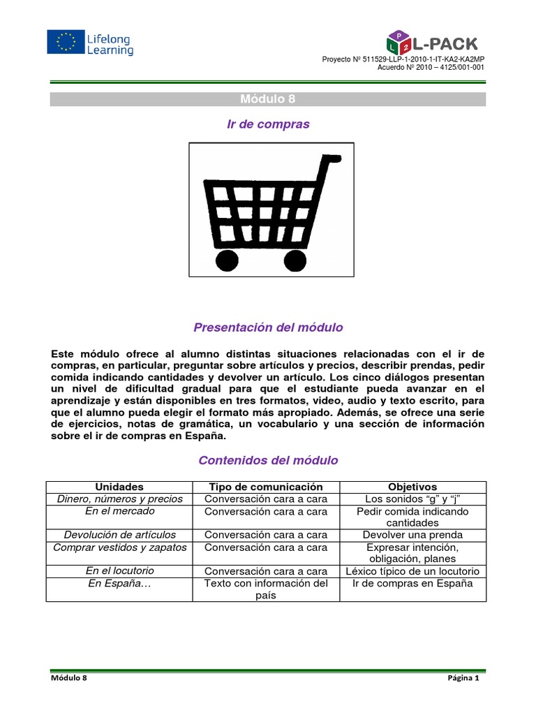 Modulo-8 Ir de Compras Clases de Español | PDF | Cocina española | Cocina