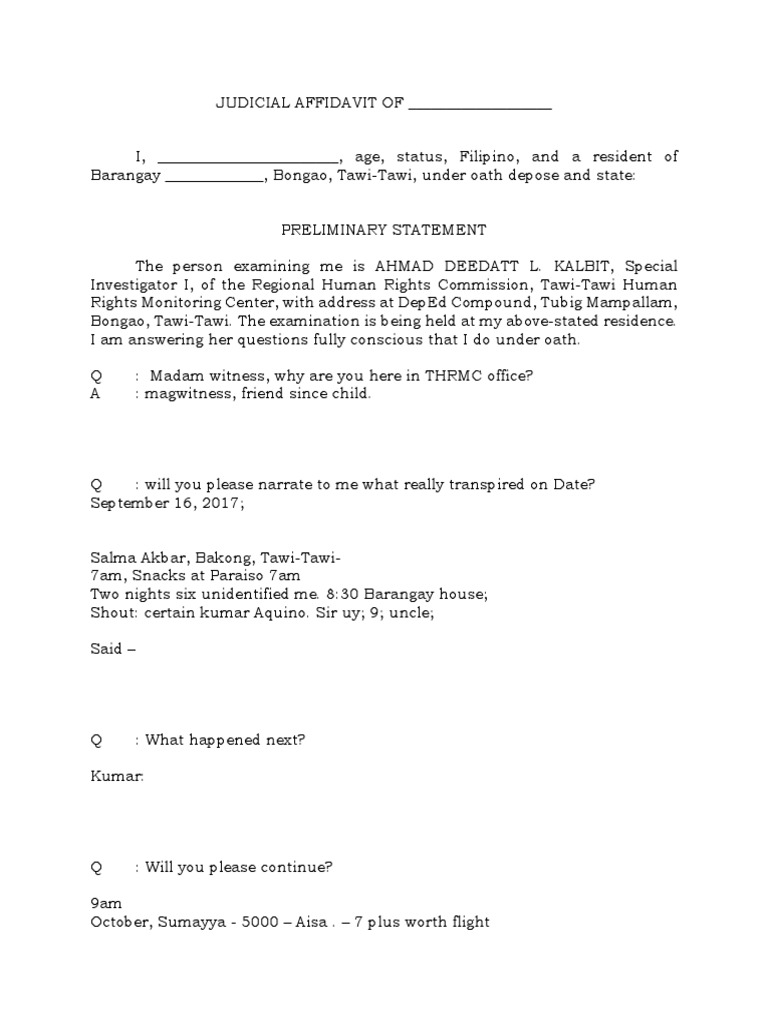 Judicial Affidavit of | PDF | Affidavit | Public Law