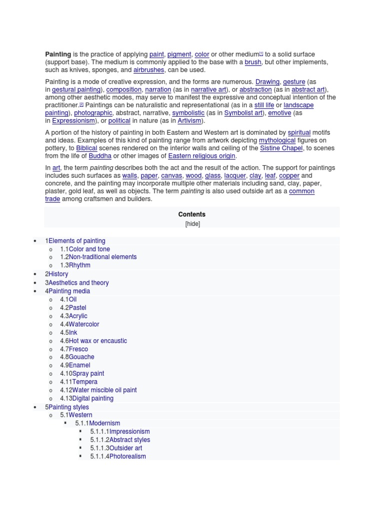 Painting Is The Practice Of Applying Pdf Oil Painting Visual Arts