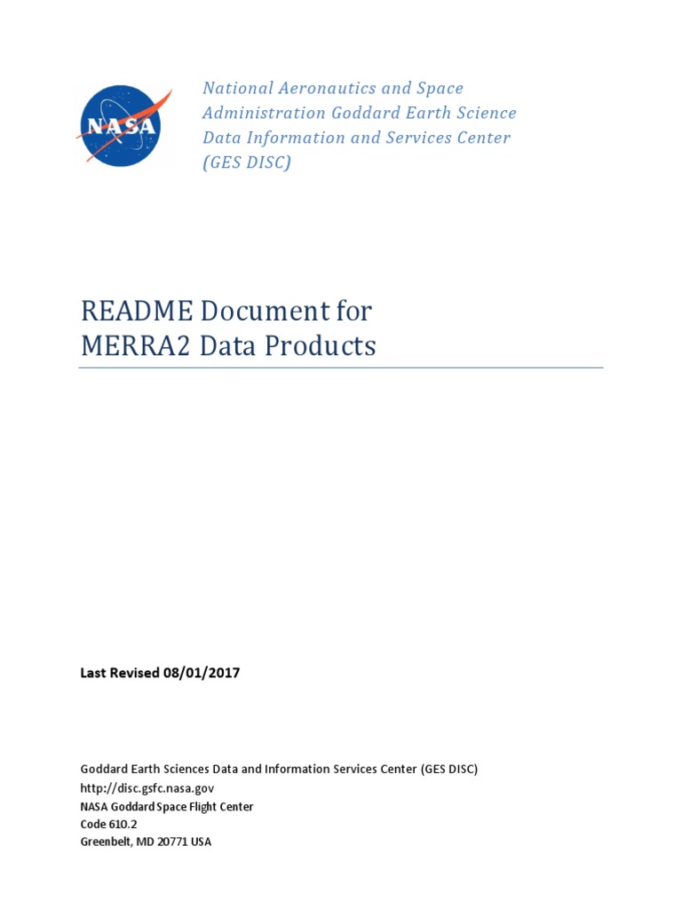 An Introduction and Guide to NASA's MERRA-2 Reanalysis Data Products ...