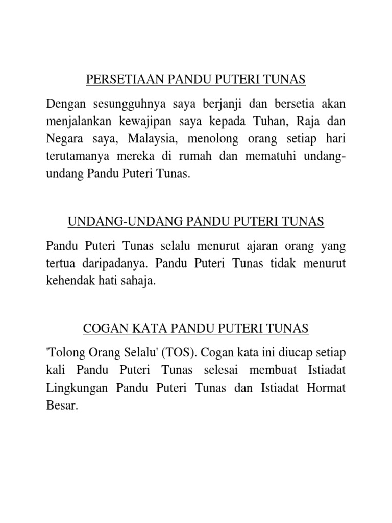 Persetiaan Pandu Puteri Tunas Pdf