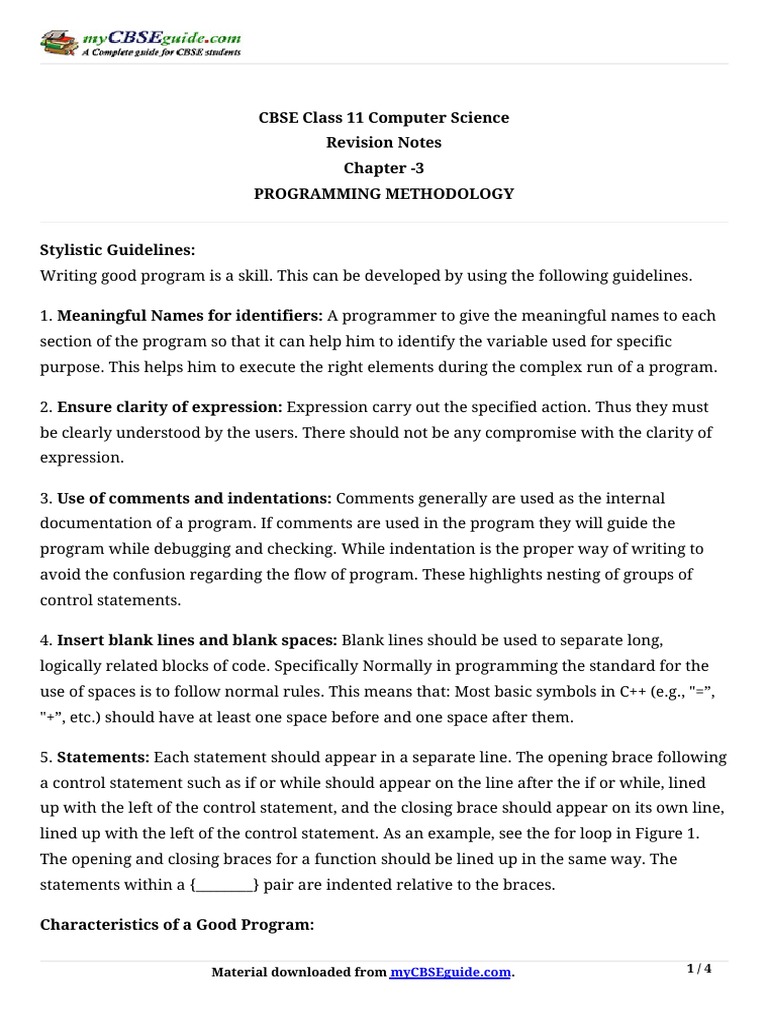 12 Computer Science Notes Ch3 Programming Methodology Pdf Computer Program Programming 