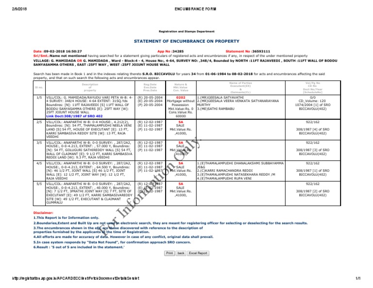 Encumbrance Form | PDF | Property Law | Natural Resources Law