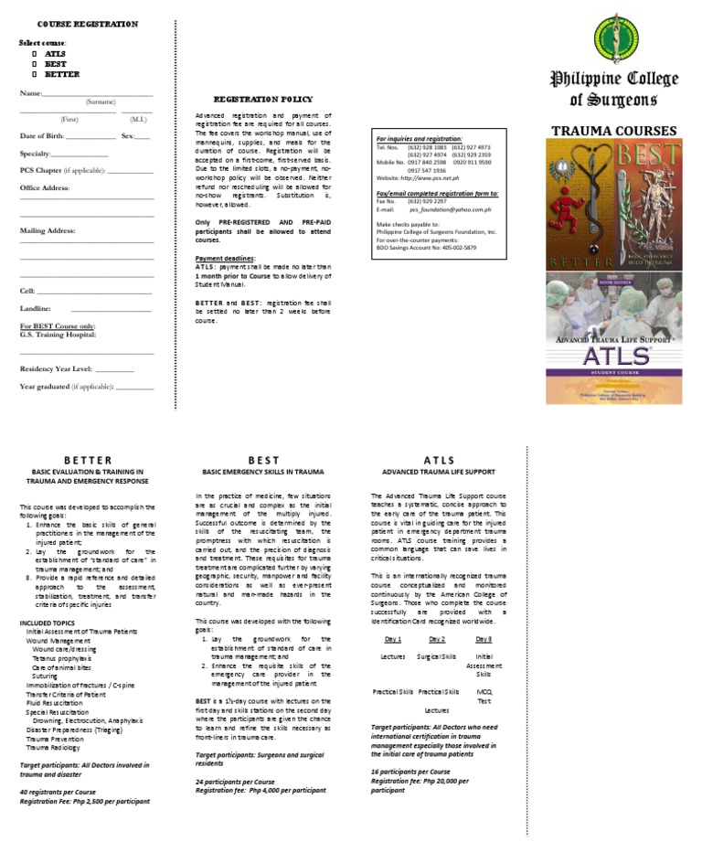 ATLS Brochure | Download Free PDF | Major Trauma | Medicine
