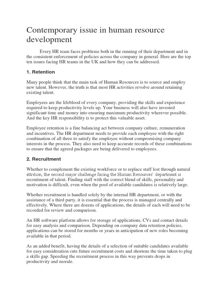 Contemporary Issue in HRD | PDF | Human Resources | Payroll